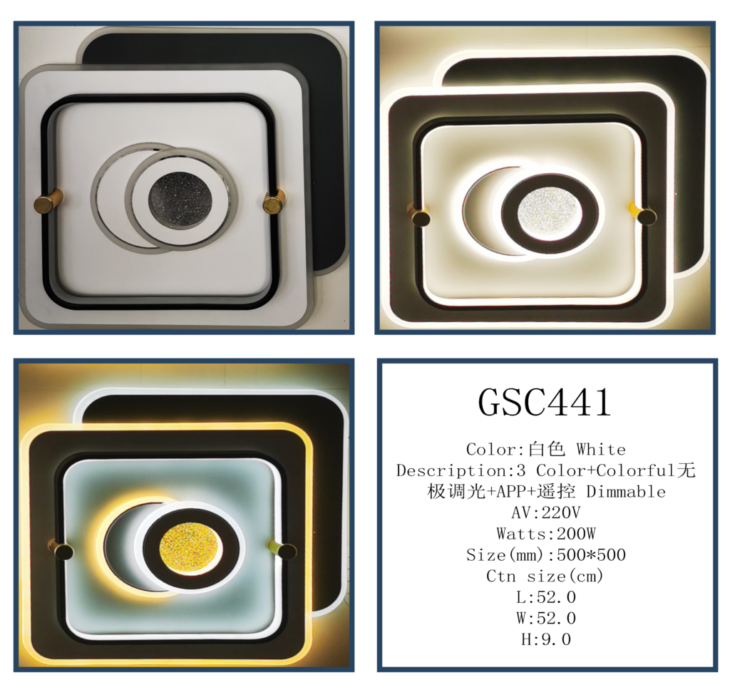 Square Modern Ceiling Light with Eclipsing Circles Design - Galaxy Empire